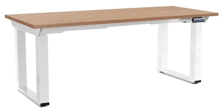 Výškově nastavitelný stůl OfficeTech Strong 180 x 80 cm, bílá podnož, dub