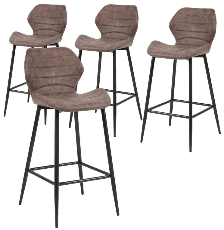 Barová židle Bregje - set 4 ks Wax PU dark brown