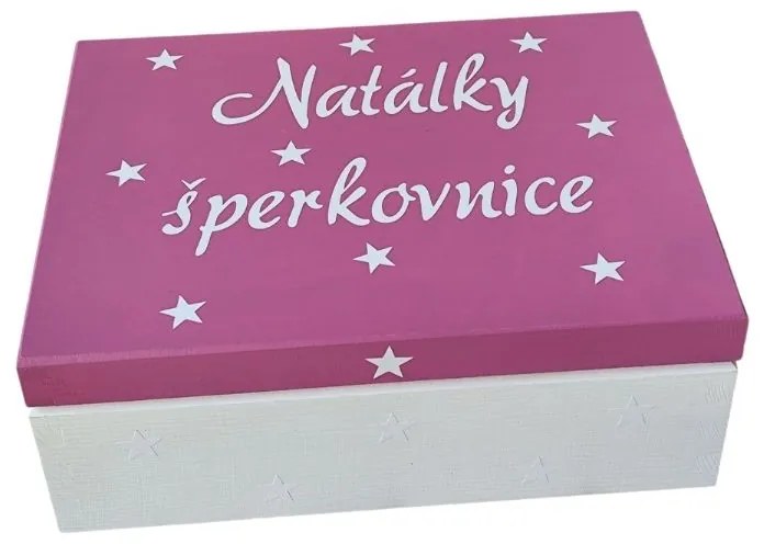 Dřevěná šperkovnice s textem 9 přihrádek