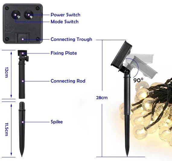 Brilagi - LED Solární dekorační řetěz BUBBLE 300xLED/8 fcí 30m IP65 teplá bílá