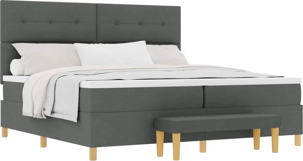 Postel s boxspringem s čelo Tmavě šedá 200 x 200 cm textil 3344325