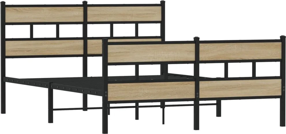Kovový rám postele bez matrace dub sonoma 160 x 200 cm 3308471