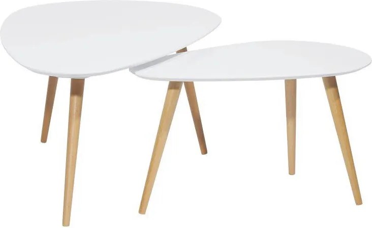 XXXLutz SADA STOLKŮ, hnědá, bílá, dřevo, kompozitní dřevo, 116-.75/66-43/45-39 cm Carryhome - Konferenční stolky - 001909000101