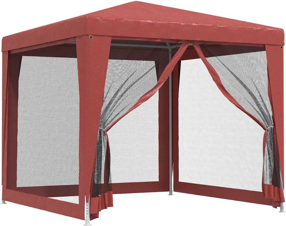 Party stan se 4 síťovanými bočnicemi červený 2,5 x 2,5 m HDPE 319225