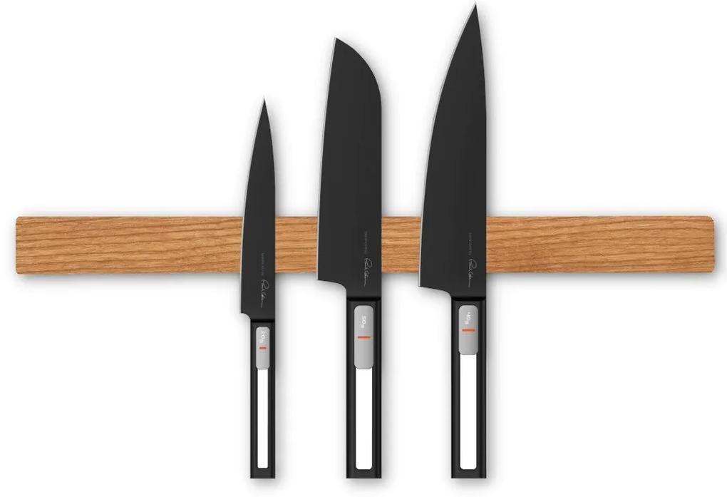 Wook | dřevěná magnetická lišta na nože - třešeň montáž: montáž na sklo/zeď, velikost: 40 x 4 x 2 cm (7 nožů)