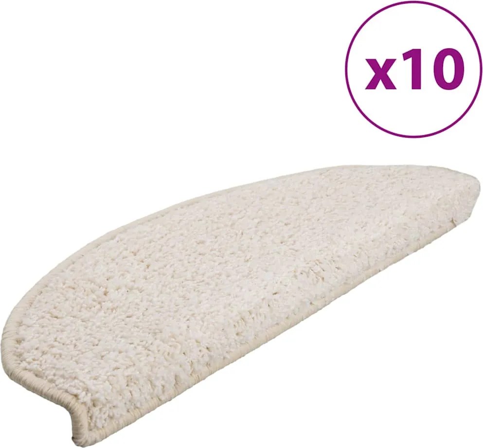 Schodové rohože 10 ks 65 x 21 x 4 cm bílé, půlkulaté, velké 149811