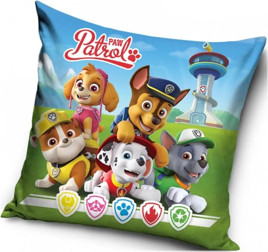Velurový polštář Paw Patrol - Tlapková patrola - motiv Fantastická pětka | 40x40 cm
