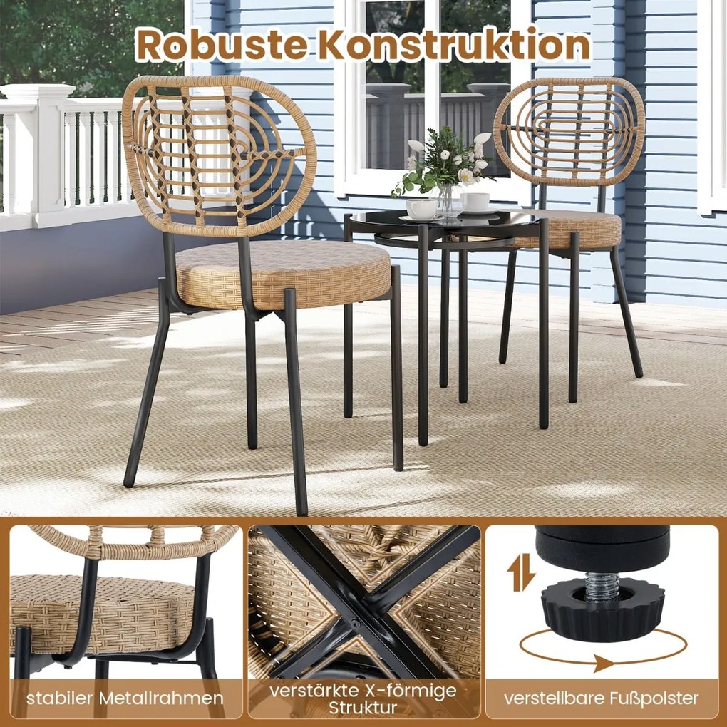 Costway 3-dílný PE ratanový venkovní bistro set terasový konverzační set