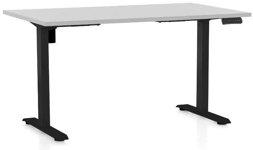 Výškově nastavitelný stůl OfficeTech B, 140 x 80 cm - černá podnož Barva: Bílá