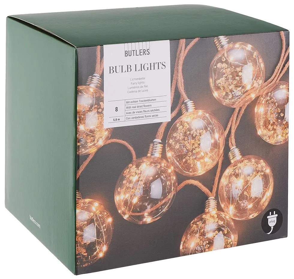 Butlers BULB LIGHTS Světelný řetěz se sušenými květinami 8 světel