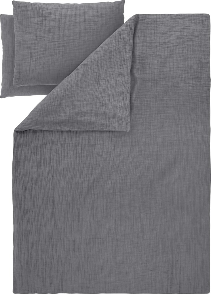 Livarno® Mušelínové ložní povlečení, 240 x 220 cm, 70 x 90 cm (tmavě šedá)