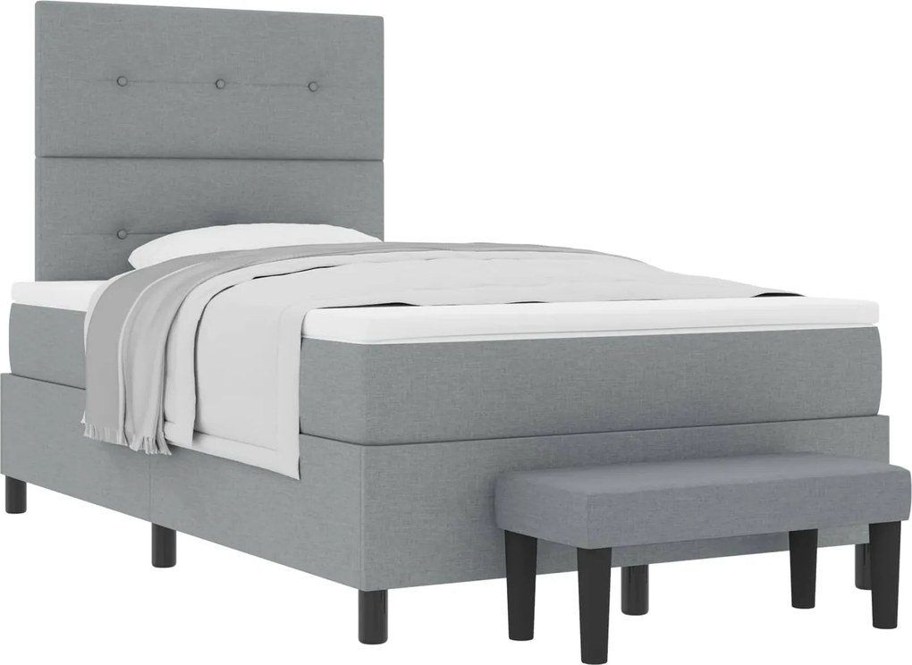 Postel s boxspringem s čelo Světle šedá 120 x 200 cm textil 3344058