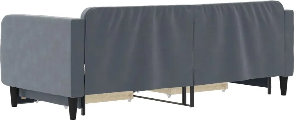 Válenda s přistýlkou a zásuvkami tmavě šedá 90 x 200 cm samet 3197112