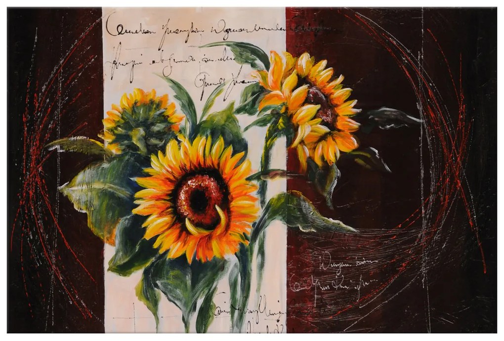 Gario Ručně malovaný obraz Skromné slunečnice Rozměry: 120 x 80 cm