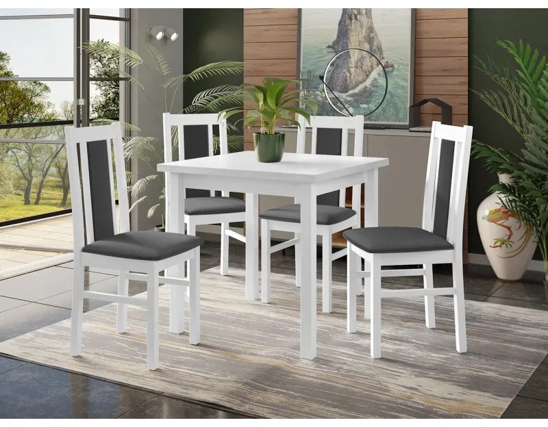 Jídelní stůl se 4 židlemi - AL27, Barva dřeva: bílá-L, Potah: Zetta 297