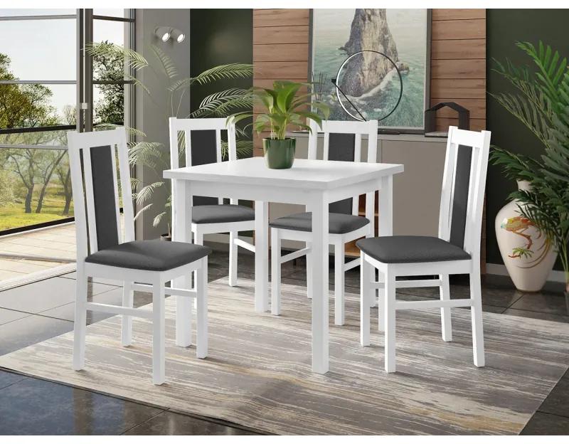 Jídelní stůl se 4 židlemi - AL27, Barva dřeva: bílá-L, Potah: Zetta 300