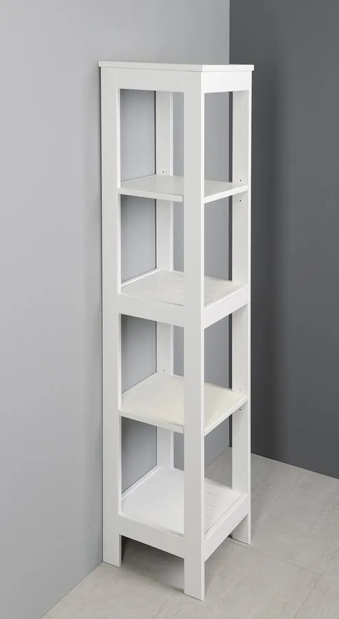 Aqualine, ETIDE policový regál vysoký 36x152x36 cm, bílá mat, ET156