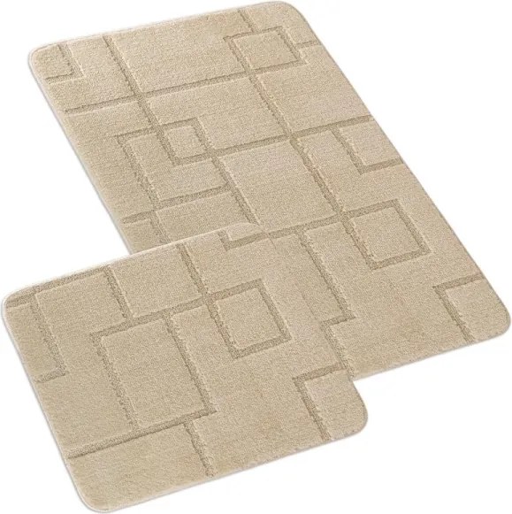 Bellatex koupelnové předložky SADA BANY 60x100 + 60x50 cm bez výkroje Obdélníky Smetanová