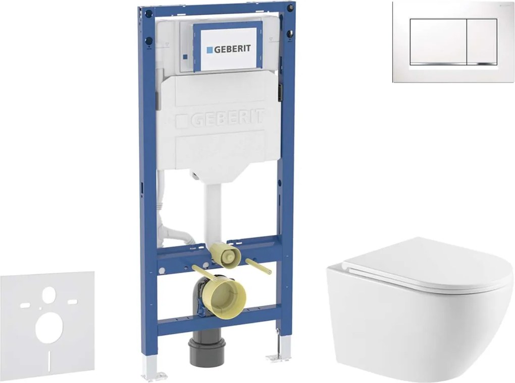 Geberit Duofix - Set předstěnové instalace, klozetu Oudee a sedátka softclose, tlačítko Sigma20, bílá/chrom SANI11CA31119