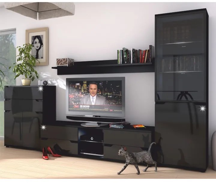 RTV stolek 170x66cm v černém lesku TK2166