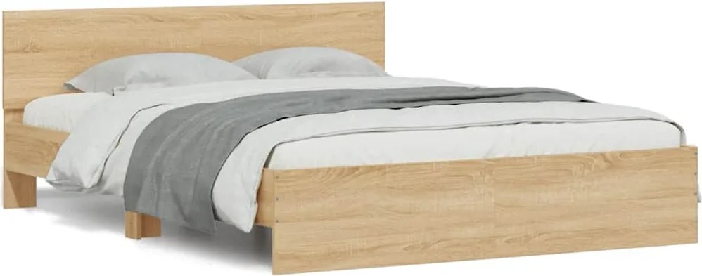 Rám postele s čelem a LED osvětlením dub sonoma 150 x 200 cm 3207604