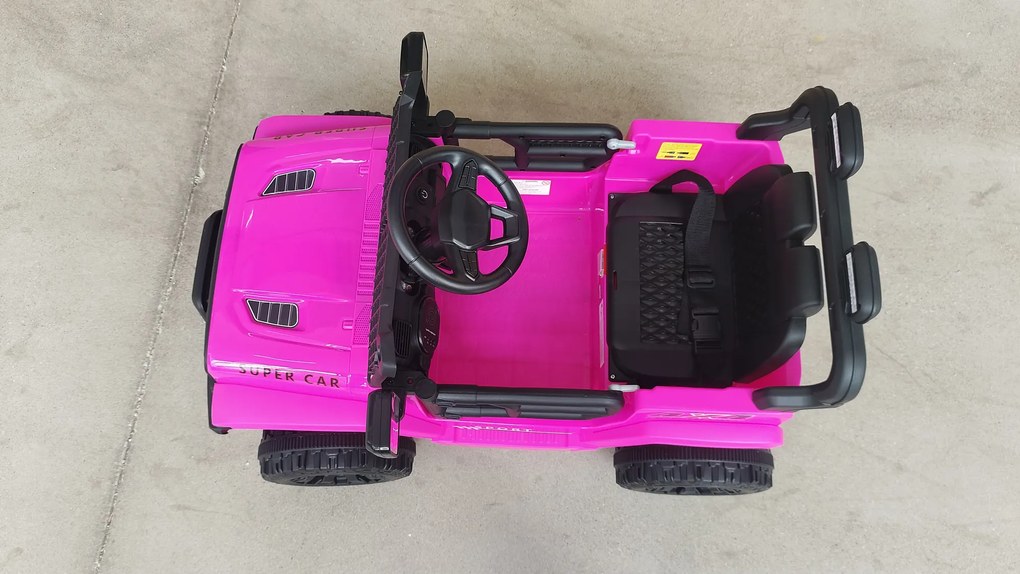 AIYAPLAY dětské elektrické auto 12V, elektrické buggy pro děti, 2-4 km/h, 2 motory, dálkové ovládání, lithiová baterie, růžová