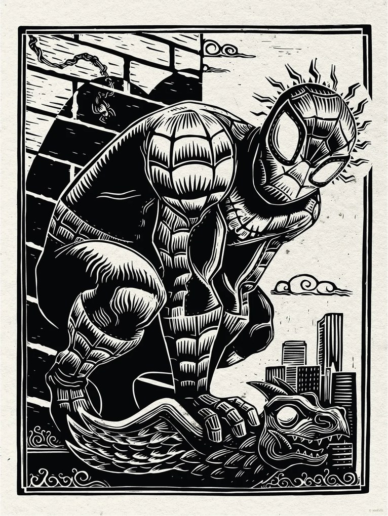 Komar Plakát Marvel Spider-Man Lino-Cut 30 x 40 cm