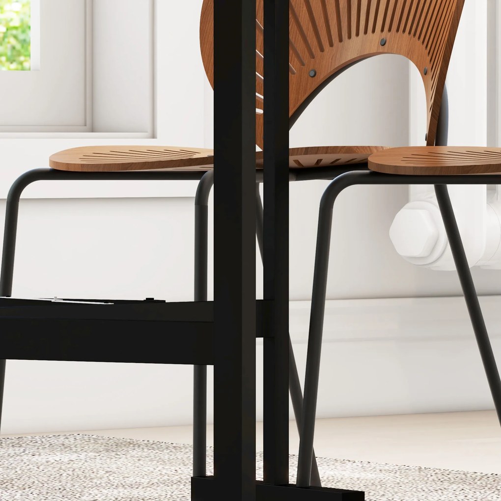 HOMCOM Rozkládací jídelní stůl s kolečky pro 4-6 osob, ocelové nohy, rozkládací 52,5-120 x 80 x 73 cm, ideální do kuchyně a jídelny