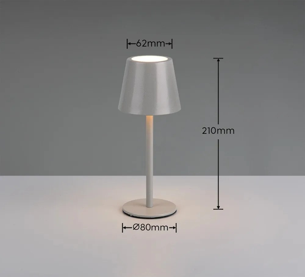 Šedá LED stolní lampa s kovovým stínidlem (výška 21 cm) Diaz – Reality
