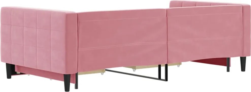 Válenda s přistýlkou a zásuvkami růžová 100 x 200 cm samet 3196749