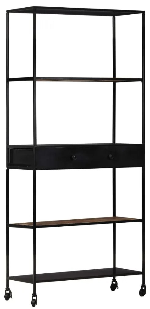 Knihovna 80 x 35 x 180 cm hrubé mangovníkové dřevo a železo 323734