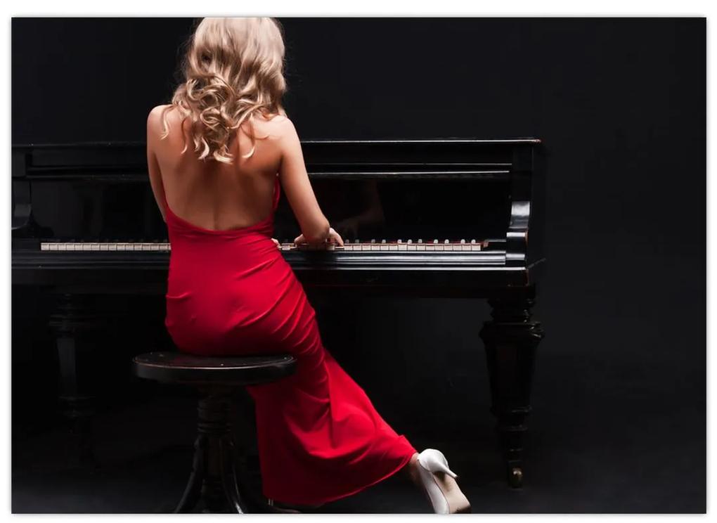 Obraz ženy hrající na klavír (70x50 cm)