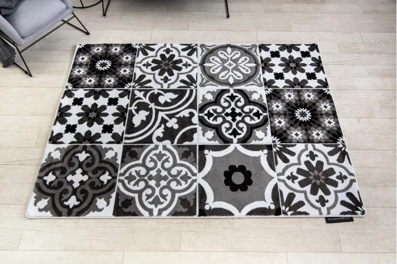 Kusový koberec ALTER Porto květiny šedý