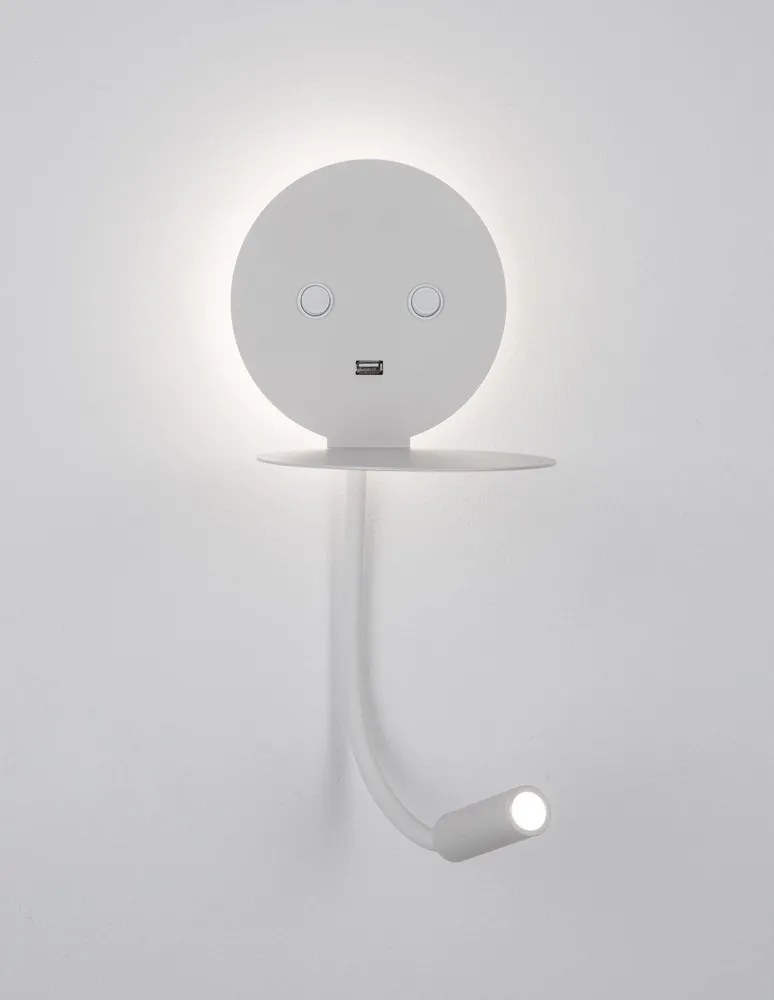 Bílé hliníkové LED nástěnné svítidlo s ohybatelnou konstrukcí/s USB portem Eclip – Nova Luce