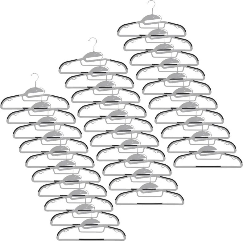Plastová ramínka na oblečení 41 cm sada 30ks SPRINGOS HG0081 šedá