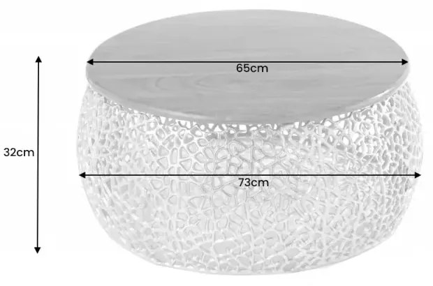 Massive home | Konferenční stolek LEAF 75 CM zlatý masiv akácie