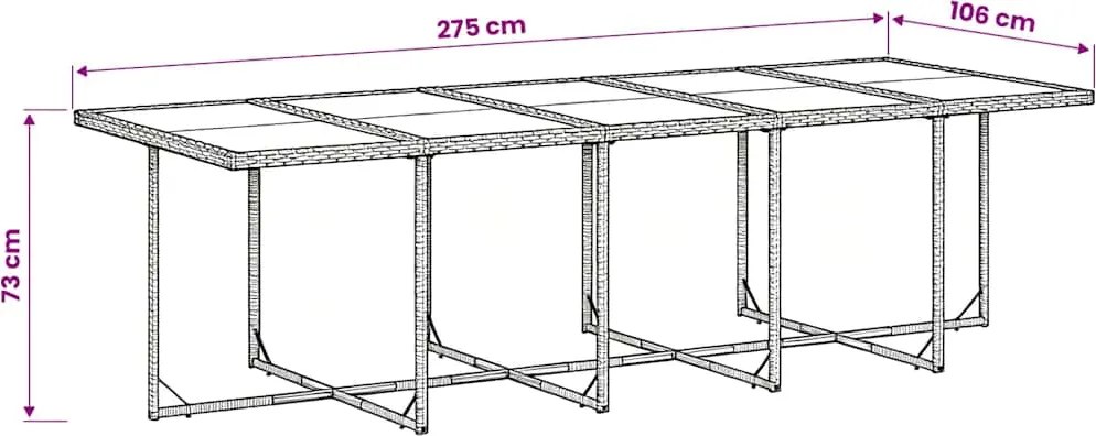 11dílný zahradní jídelní set s poduškami šedý polyratan 3211472