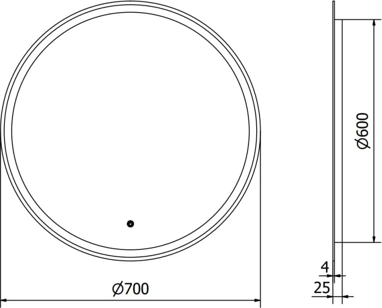 Mexen Gobi koupelnové zrcadlo s osvětlením, kulaté 70 cm, LED 6000K, proti zamlžení - 9801-070-070-611-00