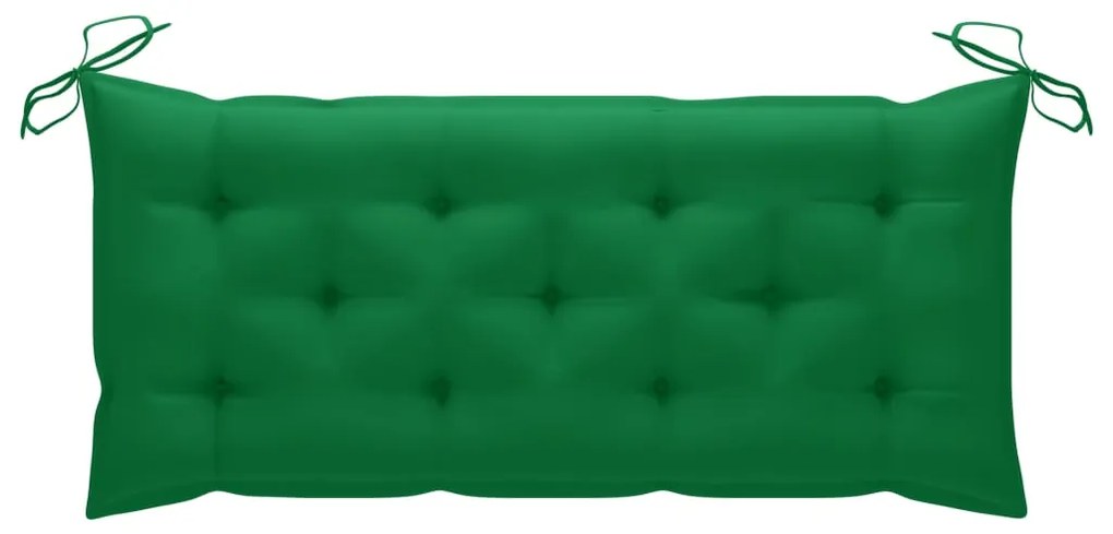 Lavice Batavia se zelenou poduškou - 120 cm | masivní teakové dřevo