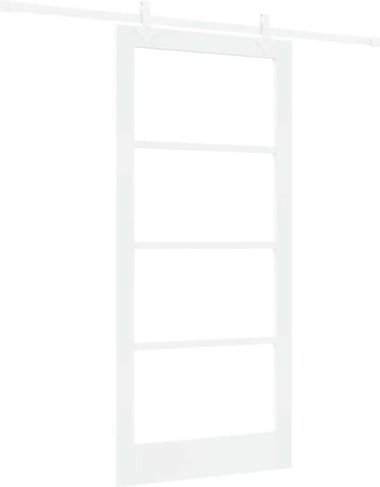 Posuvné dveře 93 x 202 cm Masivní borové dřevo a sklo Bílá 3332260