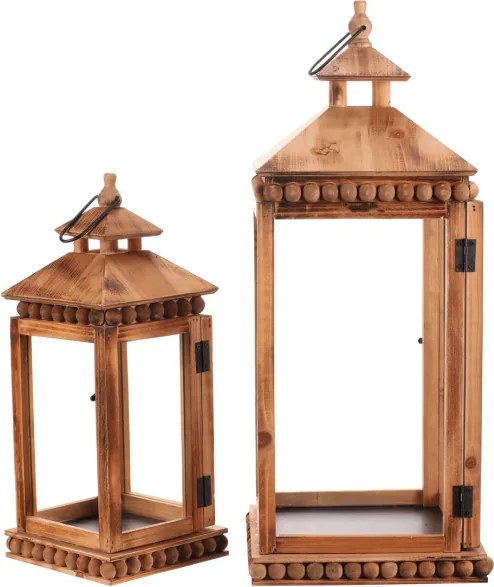 Set dvou dřevěných luceren hnědý DA211 BR (2 ks)