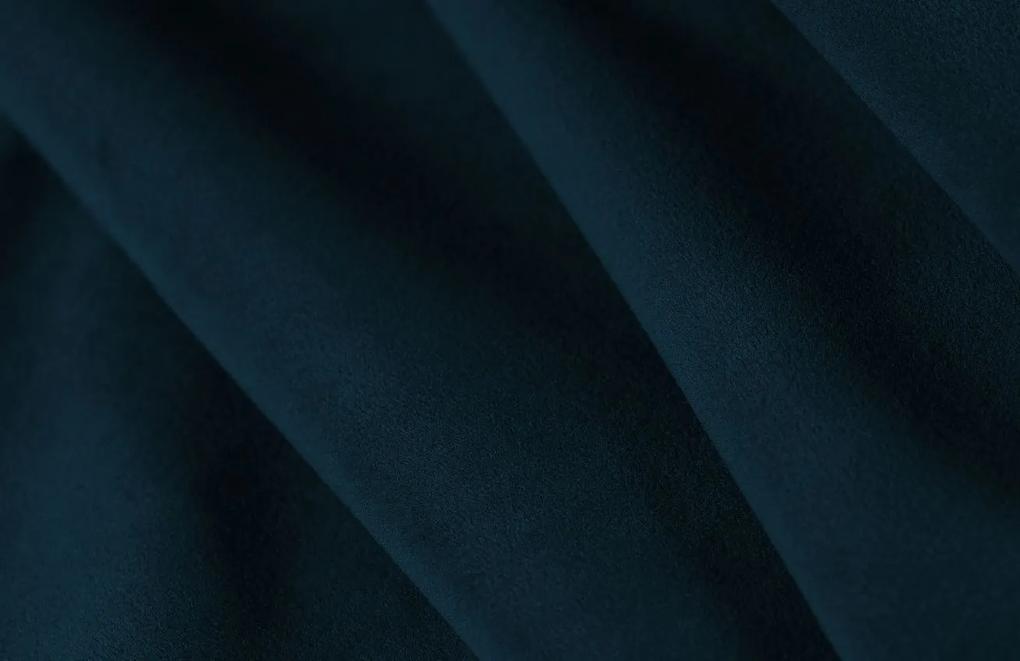 Tmavě modrá sametová rohová pohovka MICADONI Kendal 332 cm, pravá