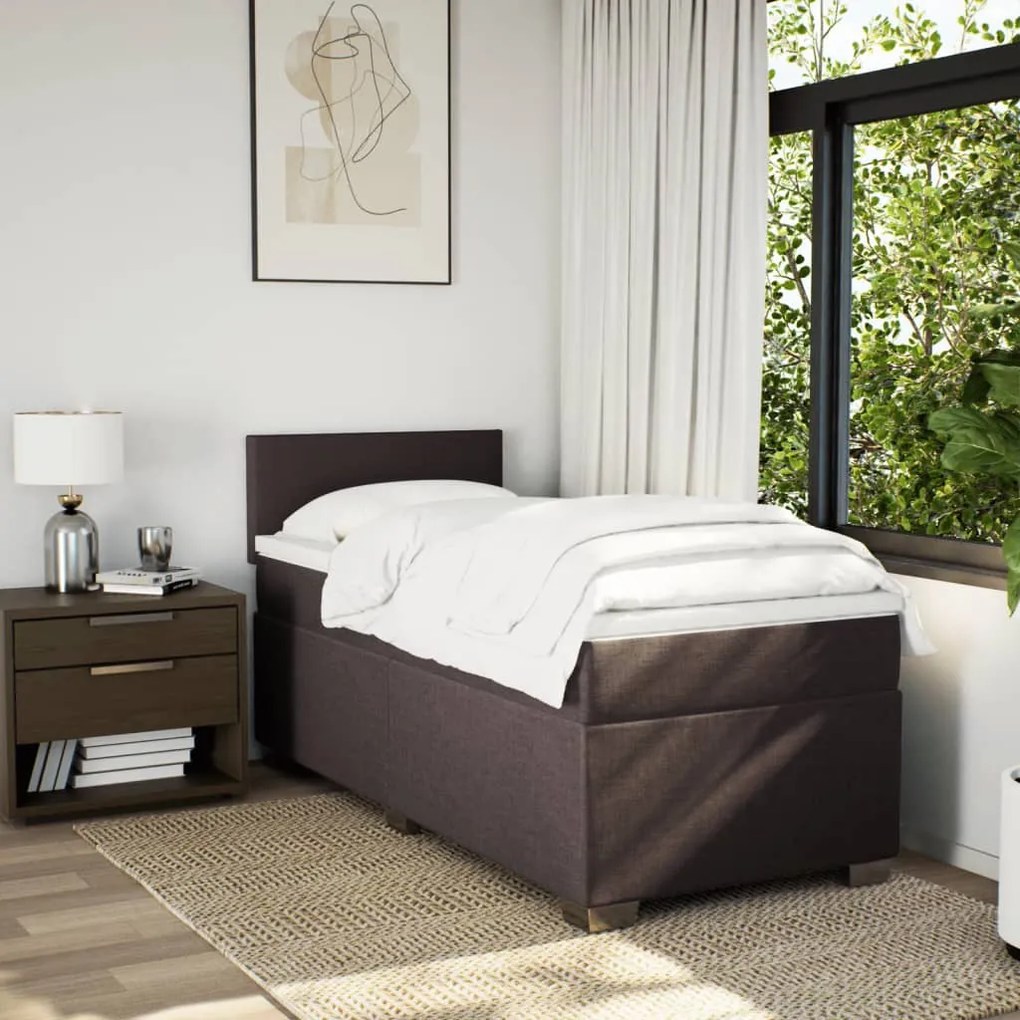 Box spring postel s matrací tmavě hnědá 80x200 cm textil 3285711