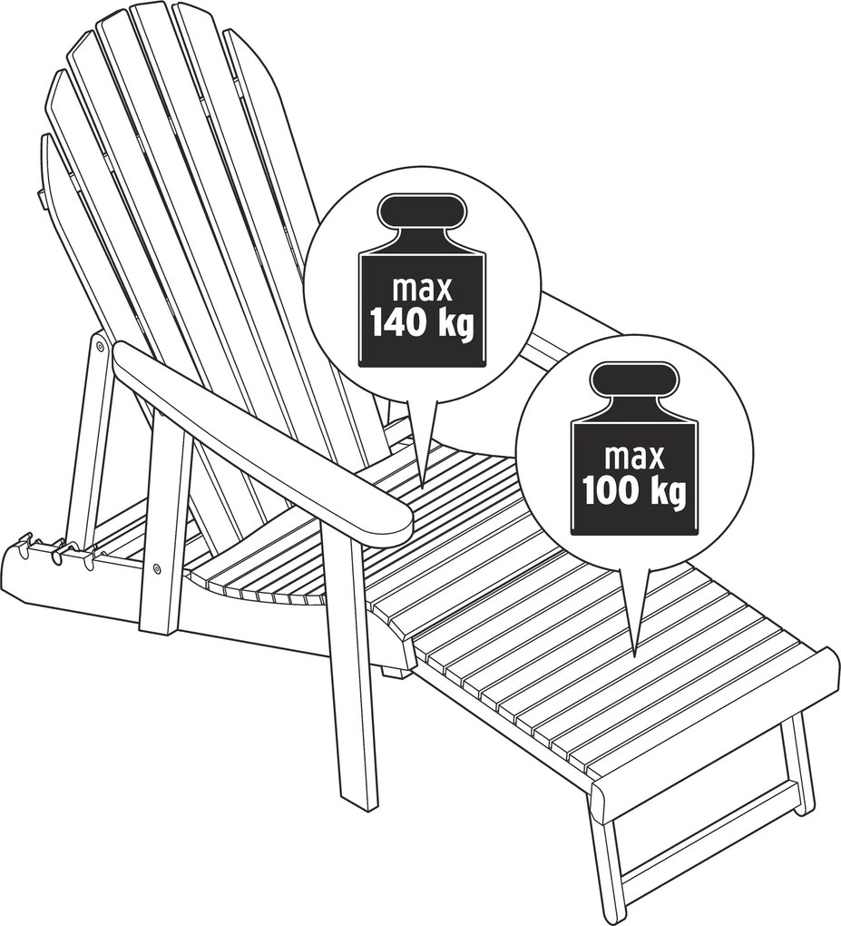 Tchibo - Relaxační křeslo Adirondack s výsuvnou podnožkou - barva: modrá
