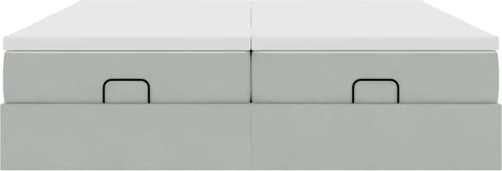 Osmanský rám postele s matracíes světle šedá 200x200cm samet 3311267
