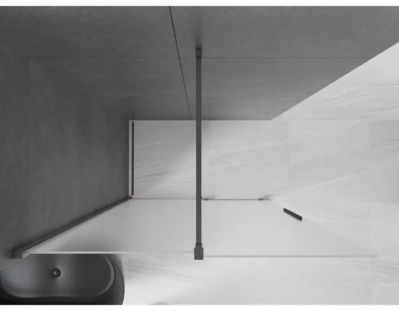 Mexen Velar, sprchová zástěna s posuvnými dveřmi Walk-in 130 x 200 cm, 8mm sklo námraza, grafit broušený, 871-130-000-33-66