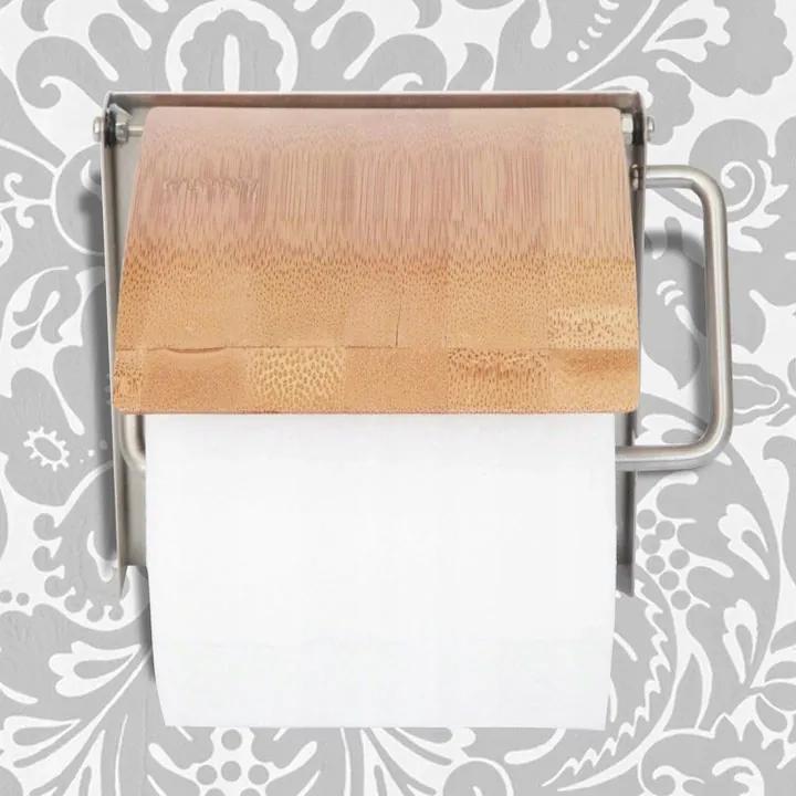 Tutumi Bambusový nástěnný držák na toaletní papír hnědý 14,5x13x2,3cm