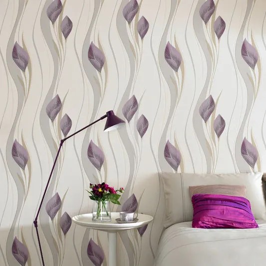 Graham and Brown Tapeta na zeď - Peace Plum and Cream 30-309 role 53 x 1000 cm