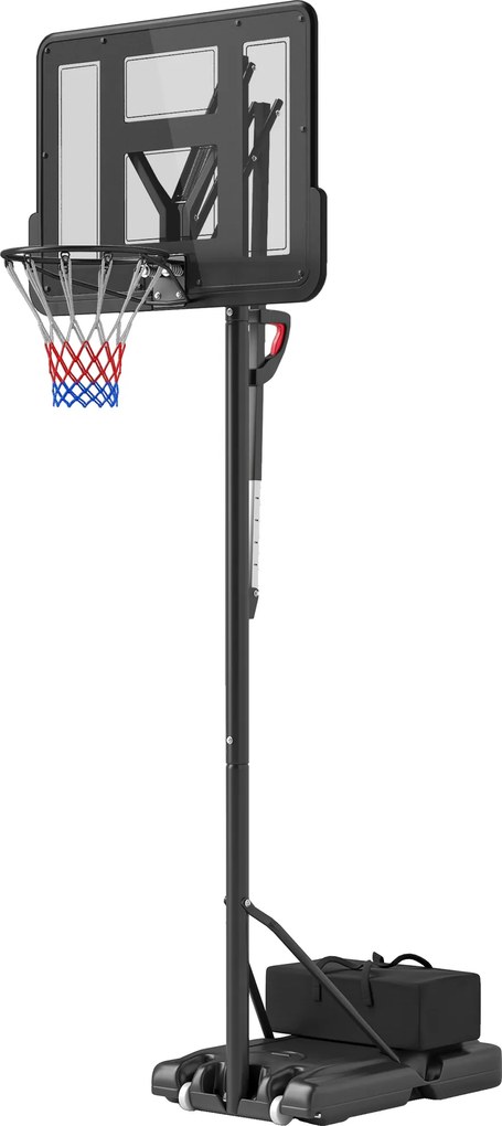SPORTNOW basketbalový koš venkovní, nastavitelná výška koše 230-305 cm, basketbalový stojan s nerozbitnou zadní stěnou 110 x 75 cm s kolečky, odpruže…