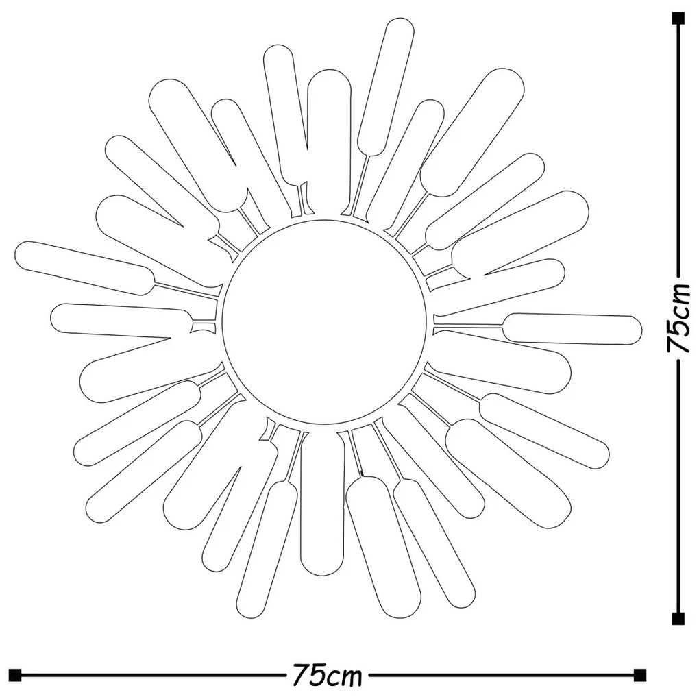 Nástěnná kovová dekorace MIRROR SUN modrá